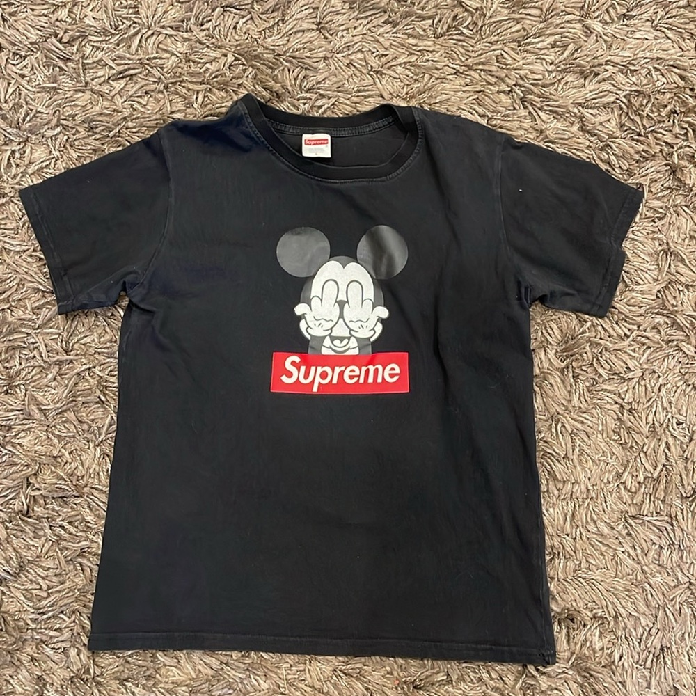 Supreme Mickey Mouse T Shirt Black Men Size L - Gem